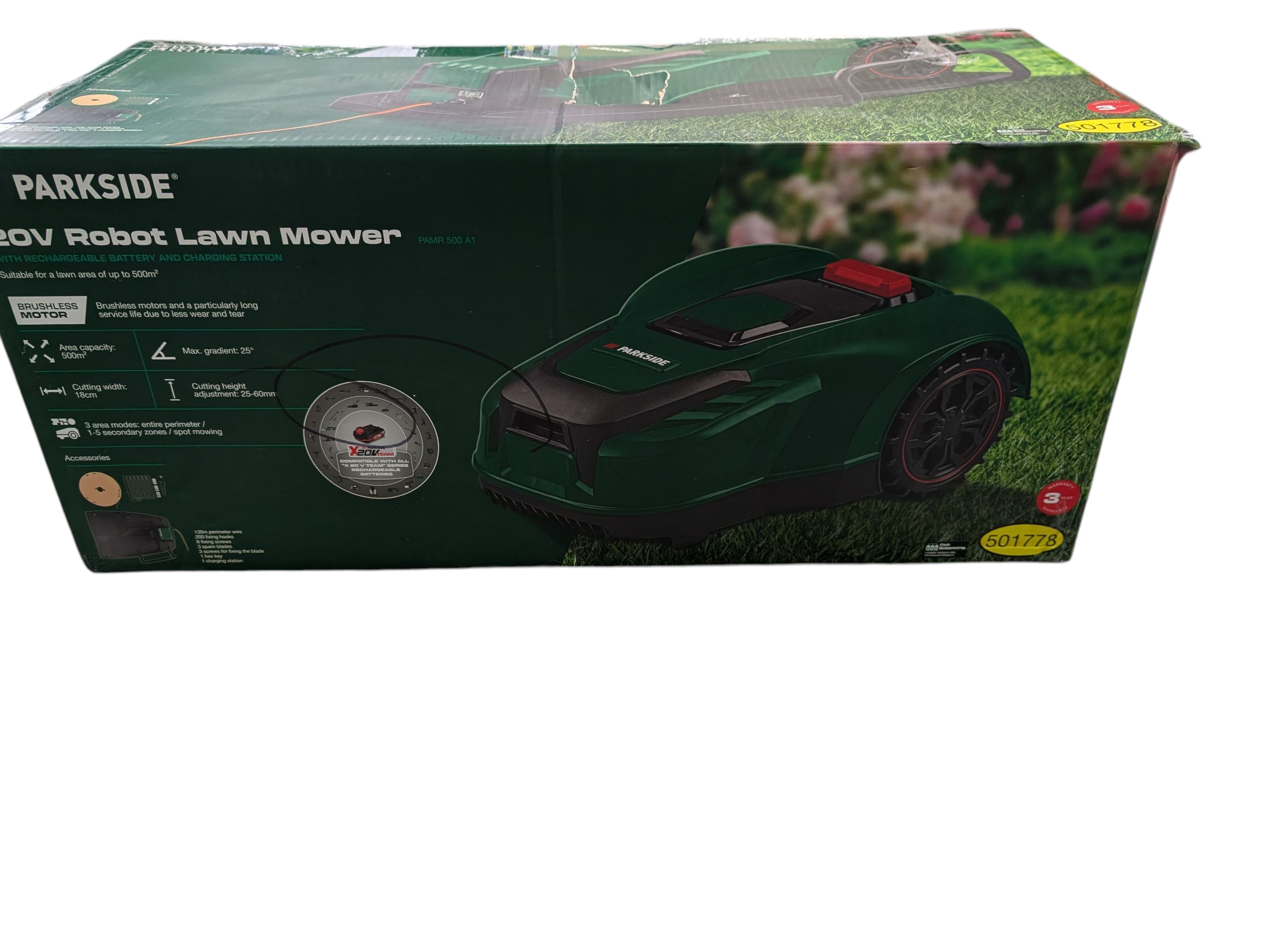 Like New Parkside PAMR 500 A1 Robot Lawn Mower 20V – New Open Box ...